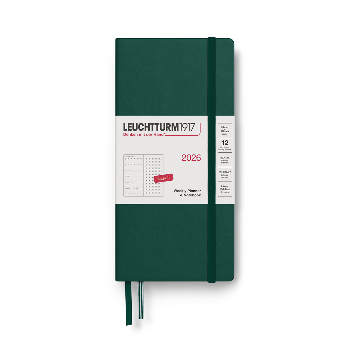 Leuchtturm1917 2026 Weekly Planner Notebook Hard Cover Penny Black