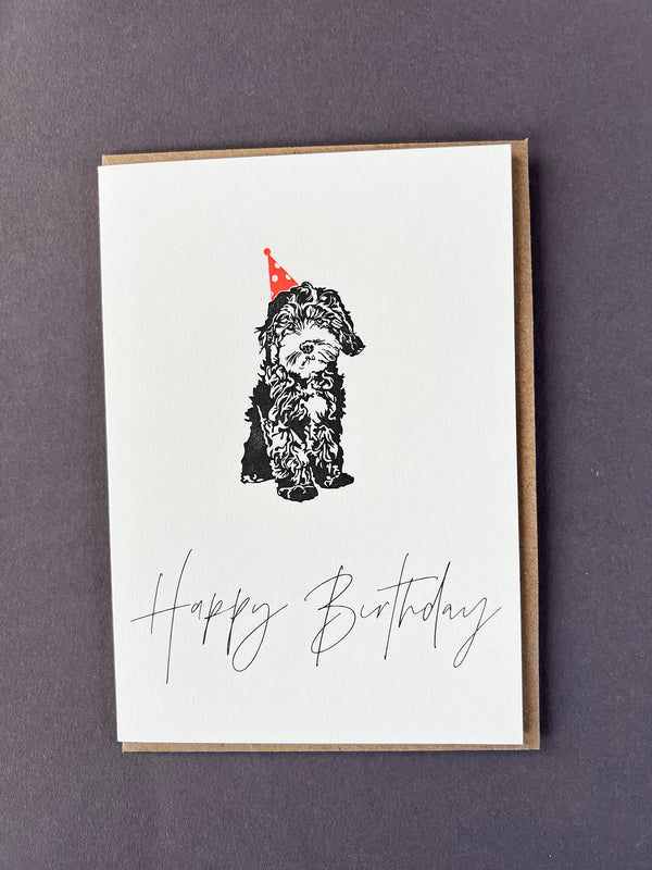 Party Cockapoo Letterpress Birthday Card - Penny Black