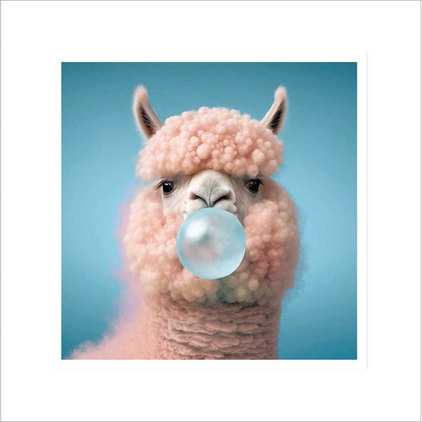 Alpaca Blowing Bubble Gum Photographic Card - Penny Black