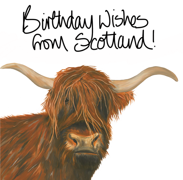 Birthday Wishes From Scotland Highland Cow Card - Penny Black