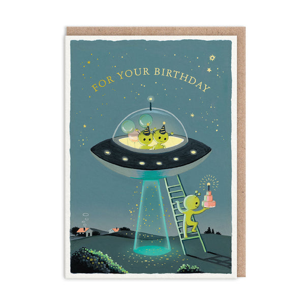 We Come With Cake Aliens Birthday Card - Penny Black