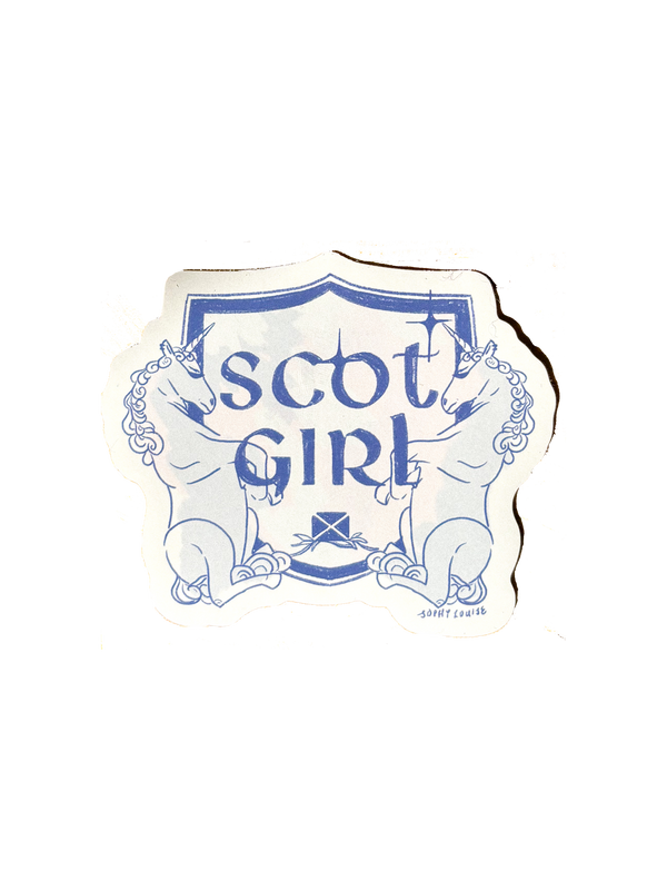 Scot Girl Scottish Unicorn Coat of Arms Sticker - Penny Black