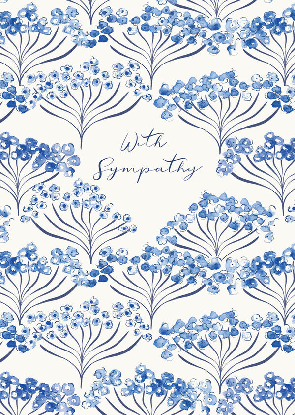 Blue Flowers With Sympathy Condolence Card - Penny Black