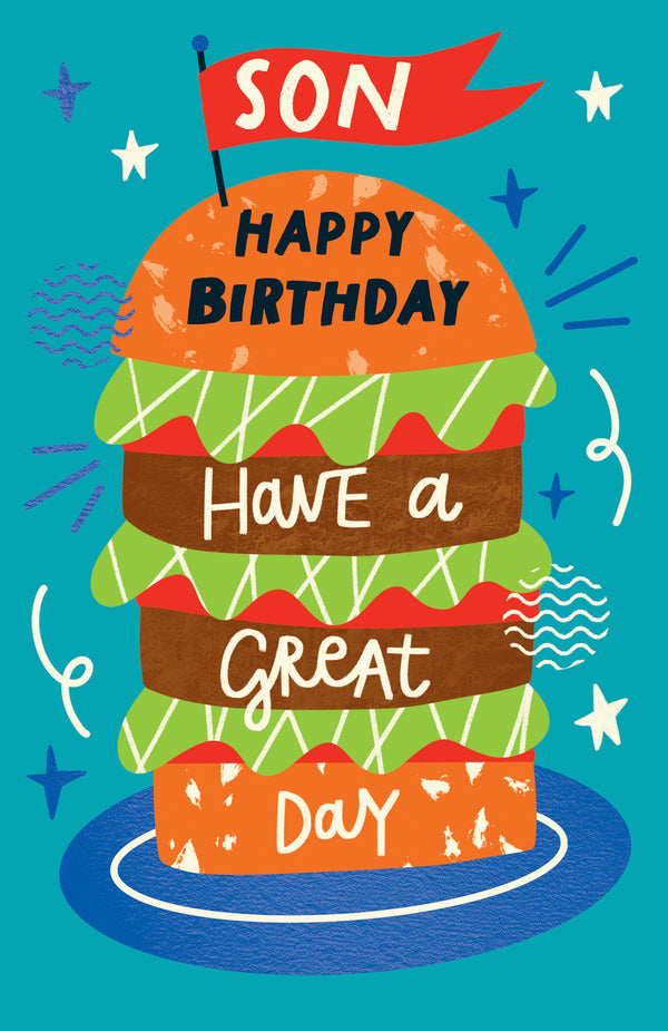 Mega Burger Son Birthday Card - Penny Black