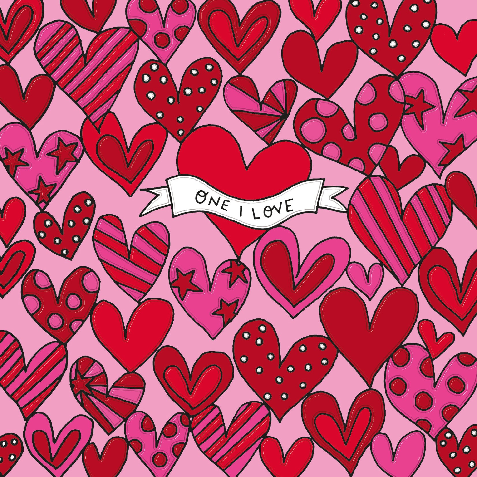 Retro Tattoo Love Hearts One I Love Valentine's Day Card - Penny Black