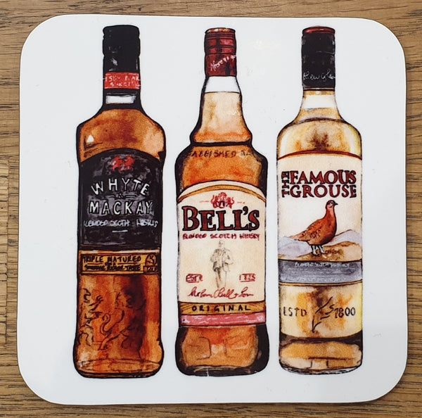 Illustrated Scottish Whisky Coaster - Penny Black
