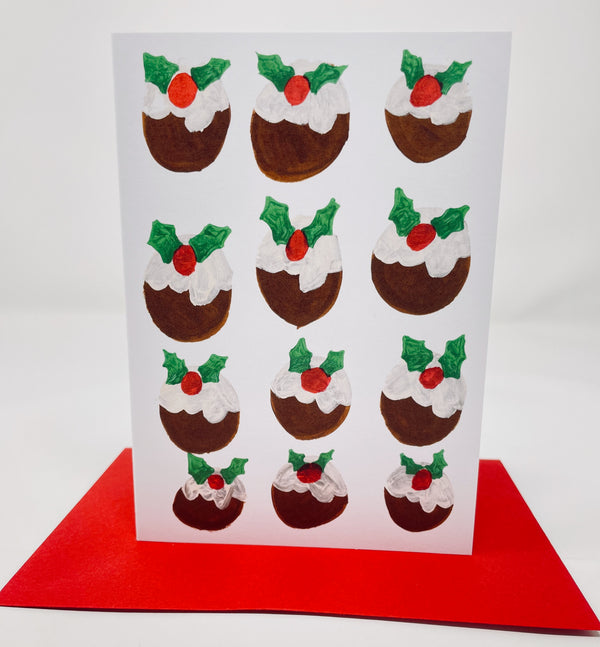 Jolly Christmas Puddings Card - Penny Black