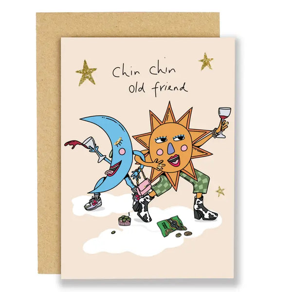 Chin Chin Old Friend Celestial Card - Penny Black