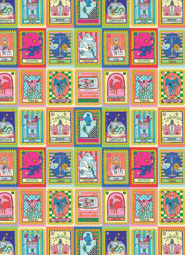 Zodiac Wrapping Paper Sheet - Penny Black