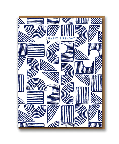 Geometric Blue Line Cut Out Birthday Card - Penny Black