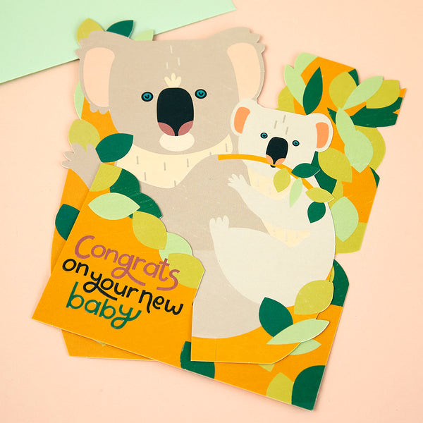 3D Fold-out Koala and Joey New Baby Card - Penny Black
